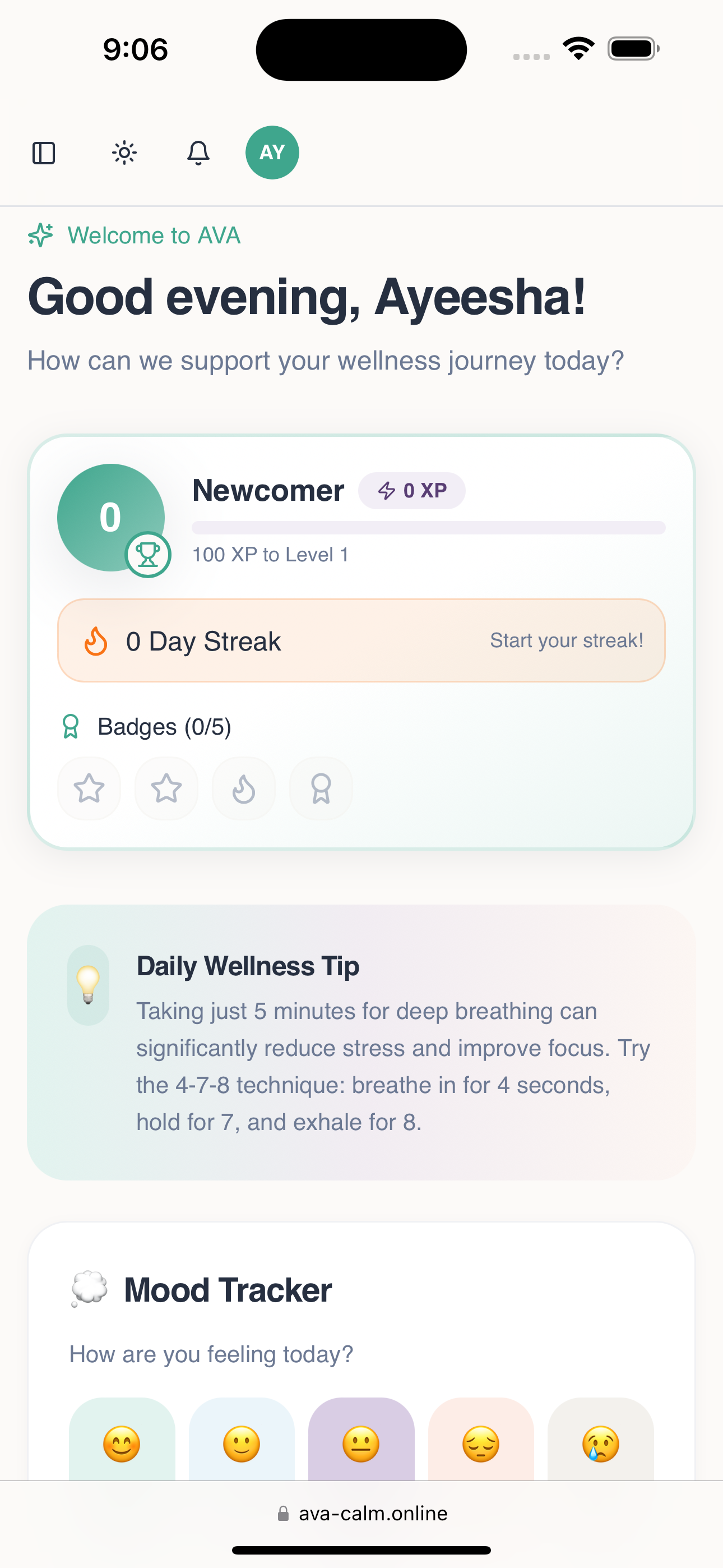 AVA - AI Mental Wellness Companion | AVINX Systems